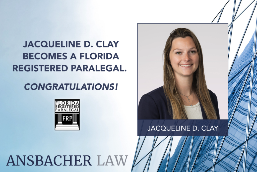Jacqueline Clay Becomes FL Registered Paralegal