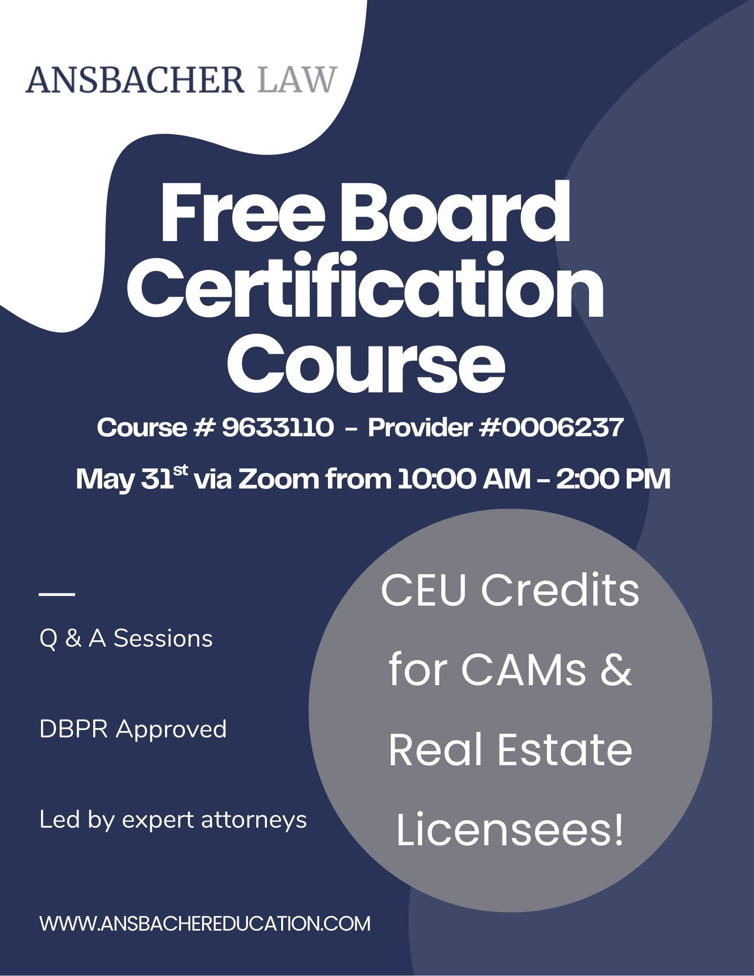 Free Cert + CEU for CAMs & Agents